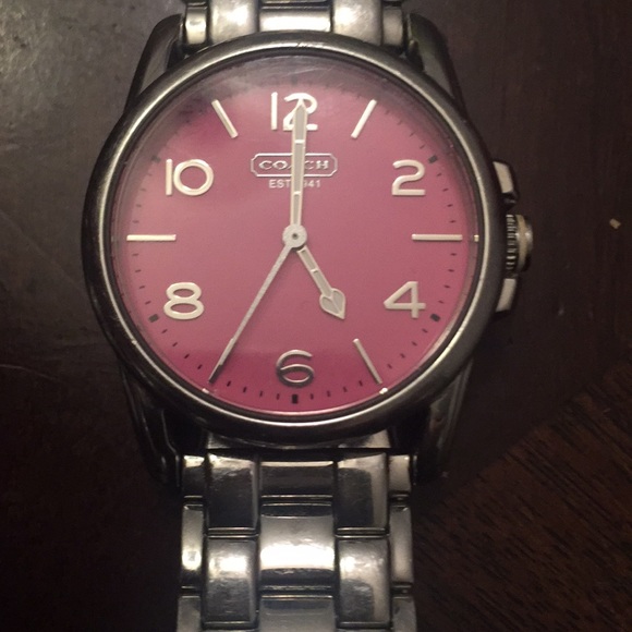 Coach | Jewelry | Pink And Sterling Silver Coach Watch | Poshmark